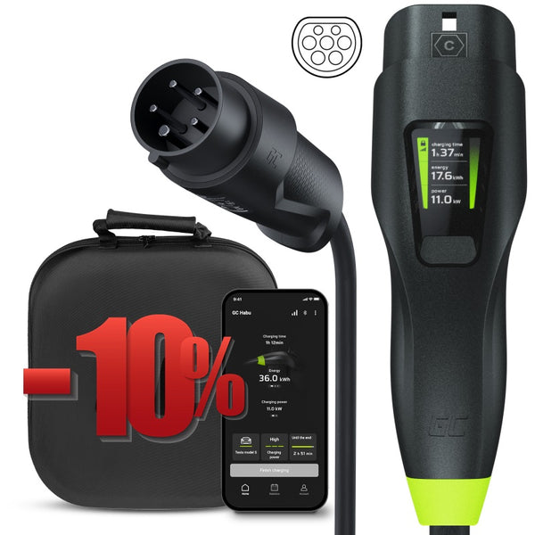 Greencell Habu T2 Three-Phase AC Portable Charger (11kW) w/ CEE16 Conn ...